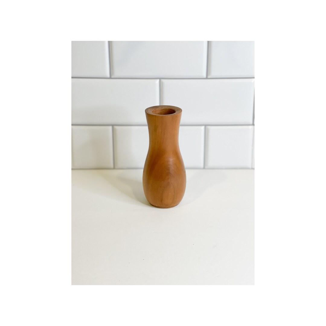 MCM Wood Turned Vase Mid Century Modern Decor Wood Vase Vintage MCM ...