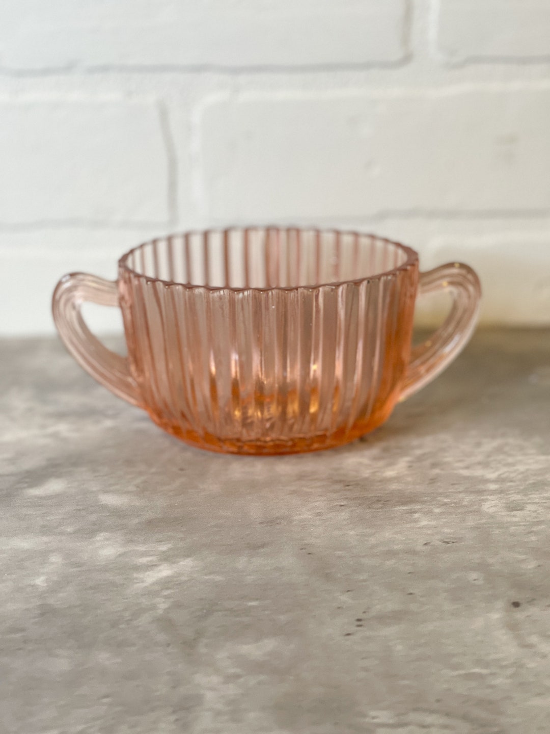 Pink Depression Glass Fluted Sugar Bowl Ribbed Depression - Etsy