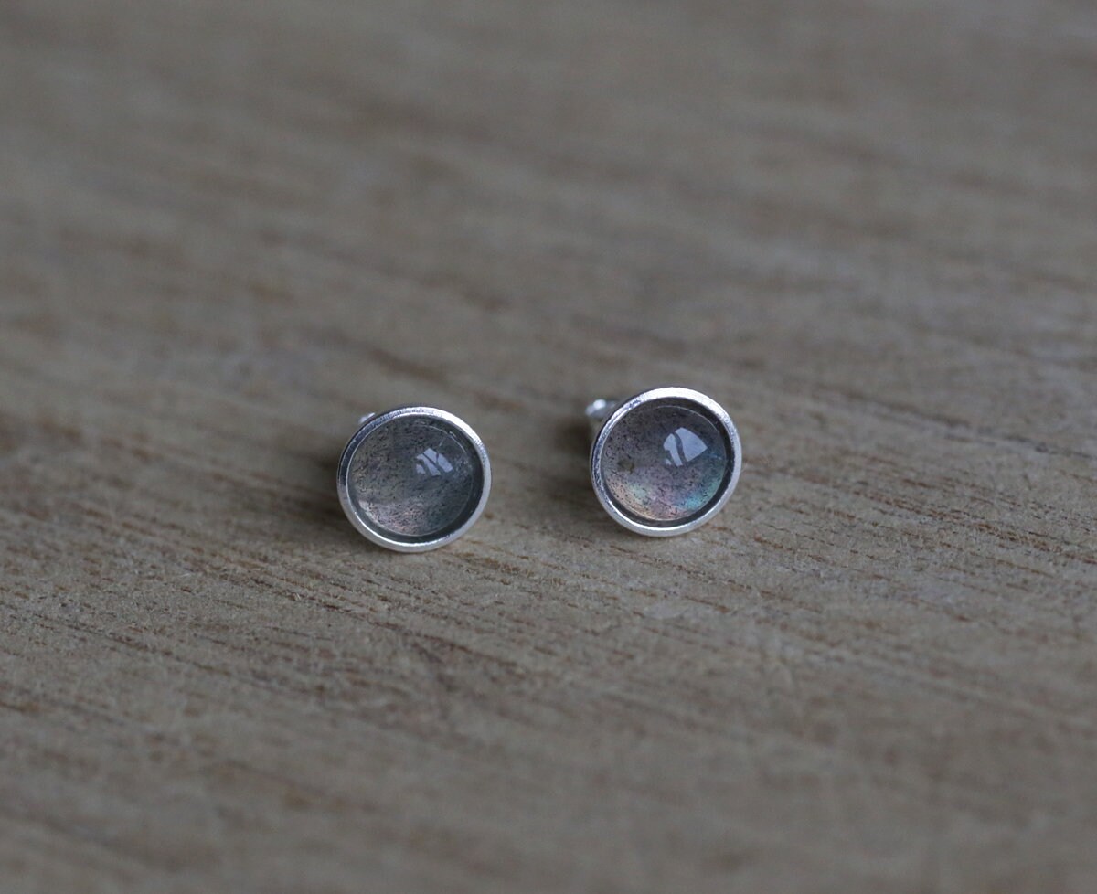 925 Sterling Silver Stud Earrings With 6 Mm Natural - Etsy UK