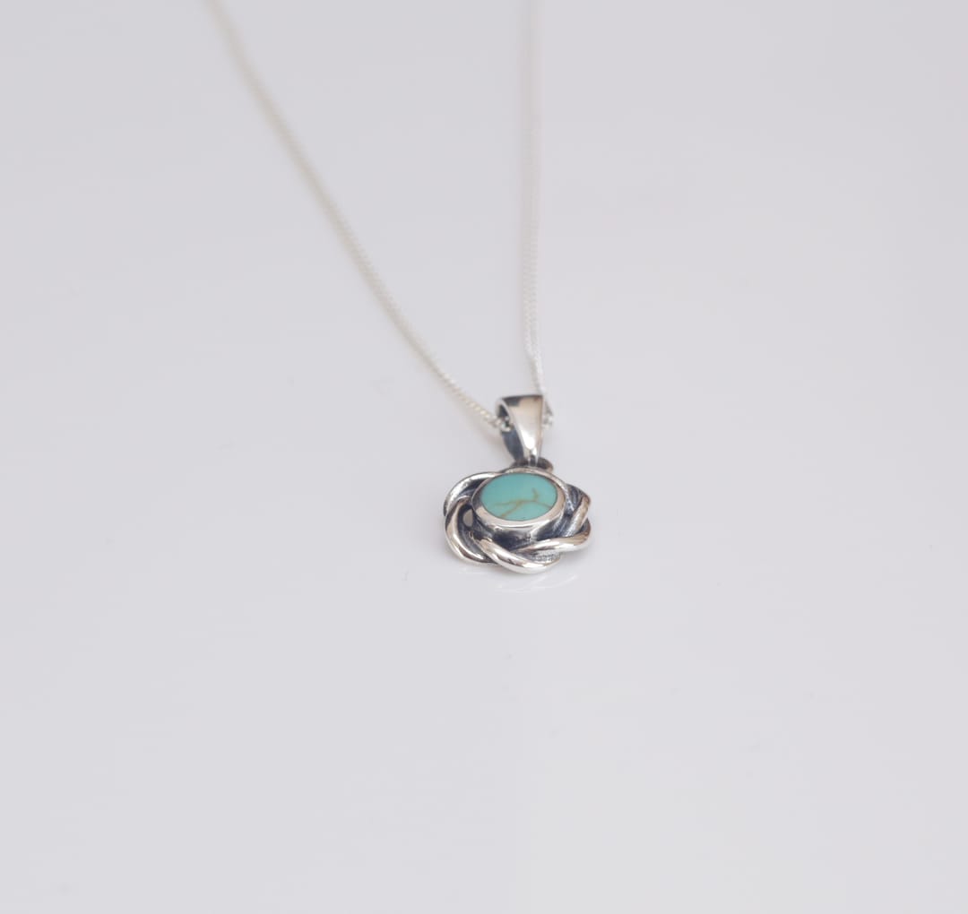 925 Sterling Silver and Reconstructed Turquoise Necklace Charm Pendant ...