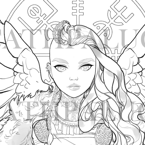 Digital Stamp Frigg / Freya Goddess Norse Mythology Queen | Etsy