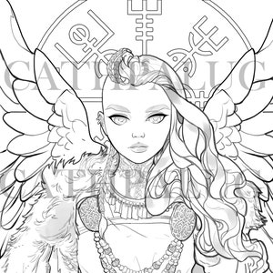 Digital Stamp Frigg / Freya Goddess Norse Mythology Queen | Etsy