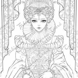 Digital Stamp -elizabeth I- Coloring- Line Art - Coloring Page for ...