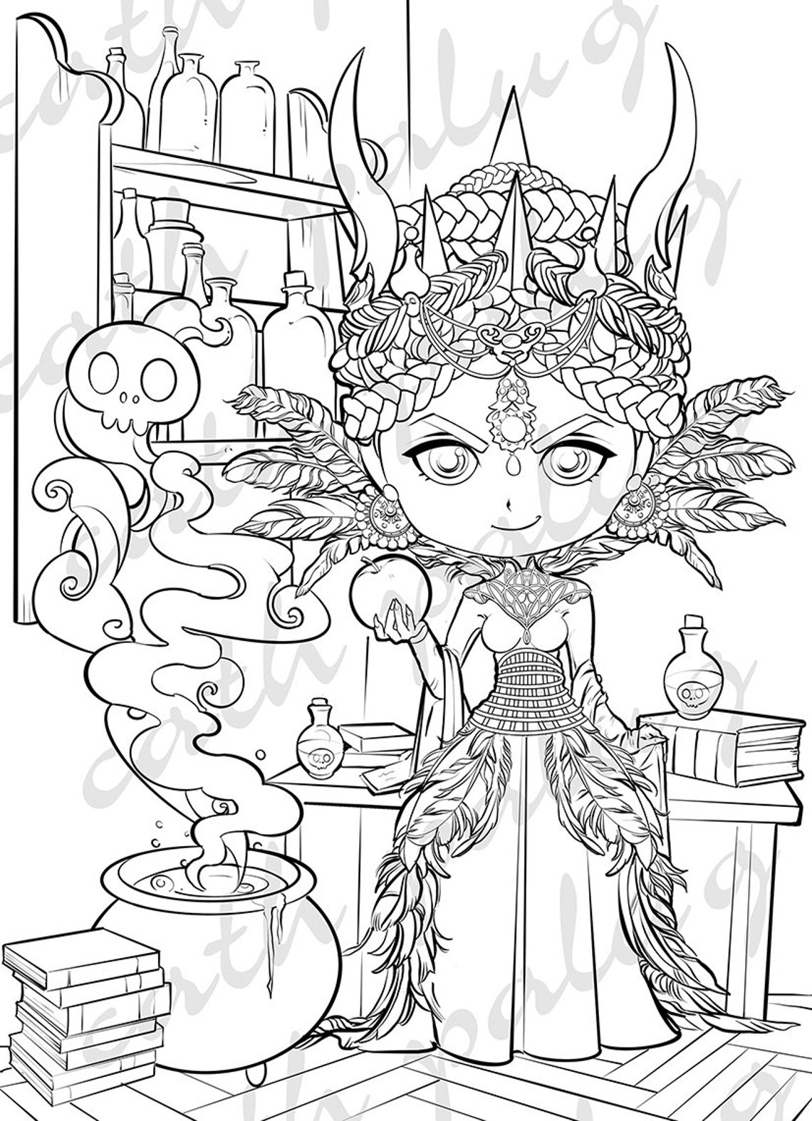 Digital Stamp 3 Coloring Pages Halloween Wicked Witch of - Etsy