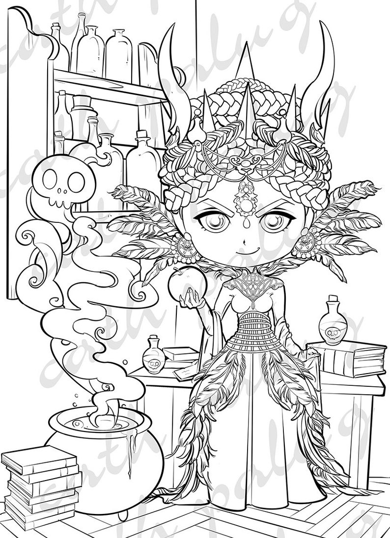 Digital Stamp 3 Coloring Pages Halloween Wicked Witch of - Etsy