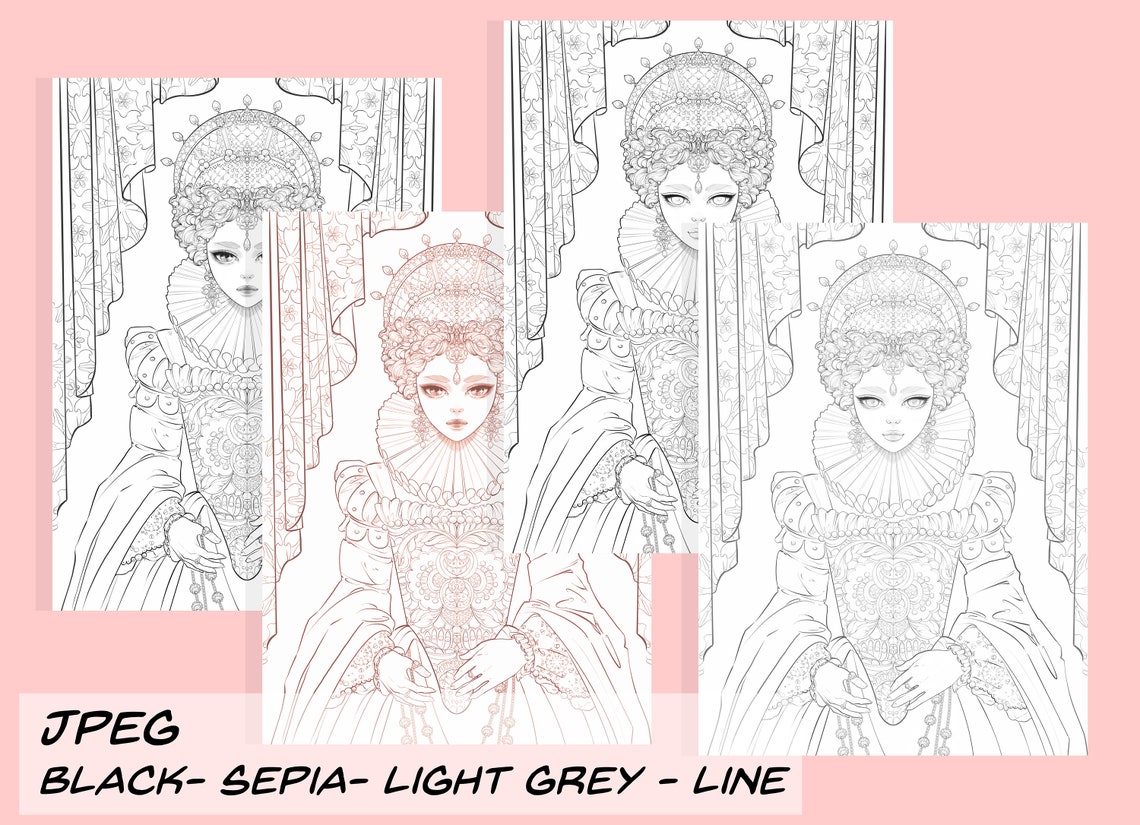 Digital Stamp elizabeth I Coloring Line Art Coloring Page - Etsy UK