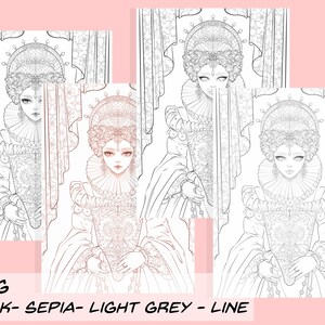 Digital Stamp -elizabeth I- Coloring- Line Art - Coloring Page for ...