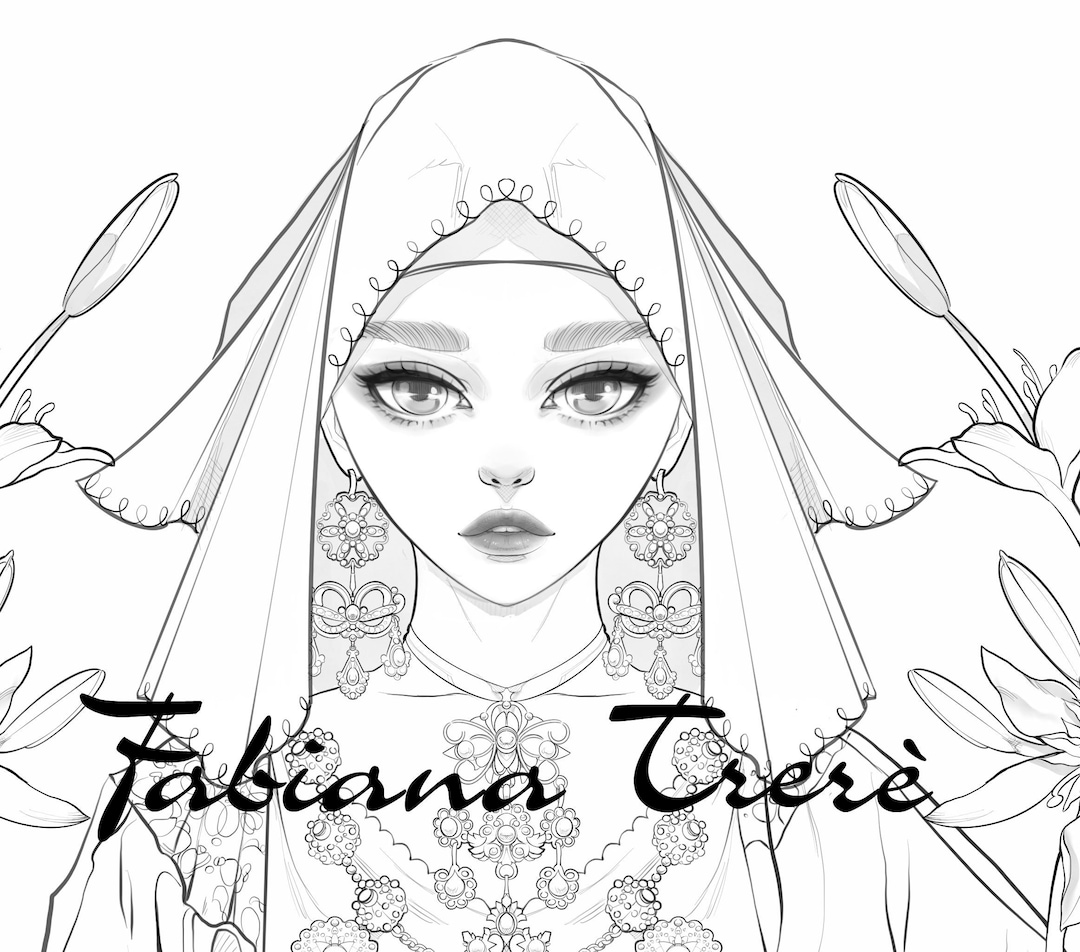 Sardinian Princess • Italy • Digital Stamp • Line Art • Traditional ...