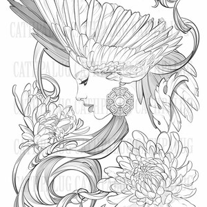 Morrigan Goddess, Raven, Digital Stamp, Line Art, Goddess of War ...