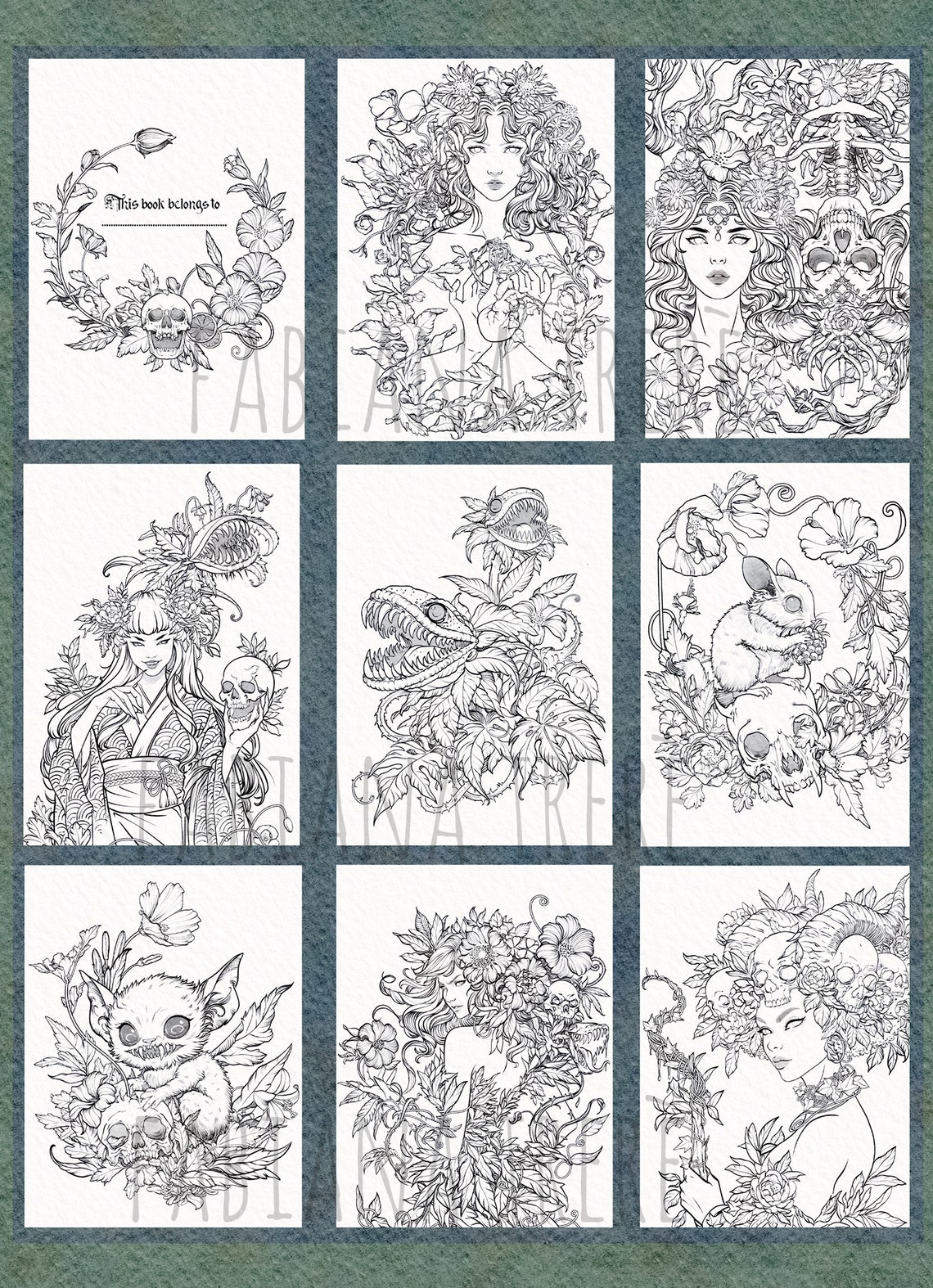 Dark Nature Coloring Book, 15 Pages, Line Art, Digital Stamp, Fantasy ...