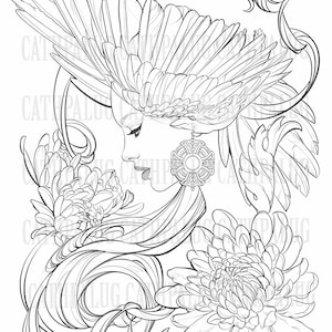 Morrigan Goddess, Raven, Digital Stamp, Line Art, Goddess of War ...