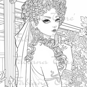 Ancient Roman Lady, Digital Stamp, Coloring Page, Line Art, Historical ...