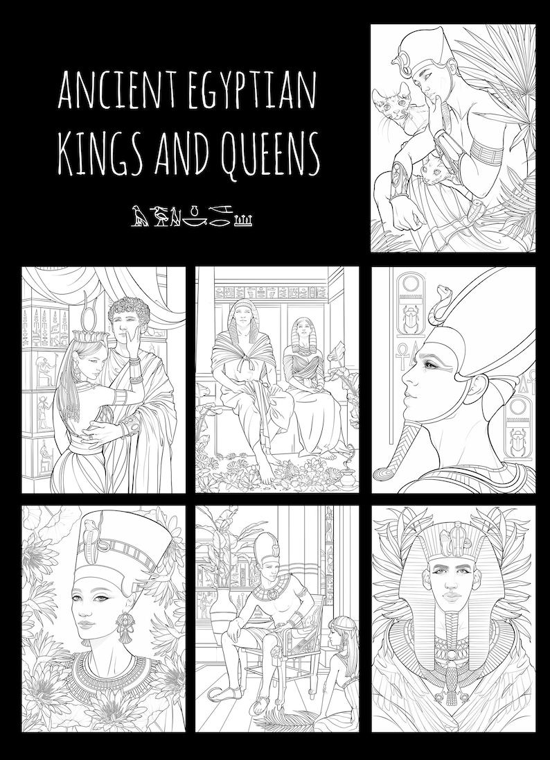 Ancient Egypt Coloring Book 48 Pages Line Art Digital Stamp - Etsy
