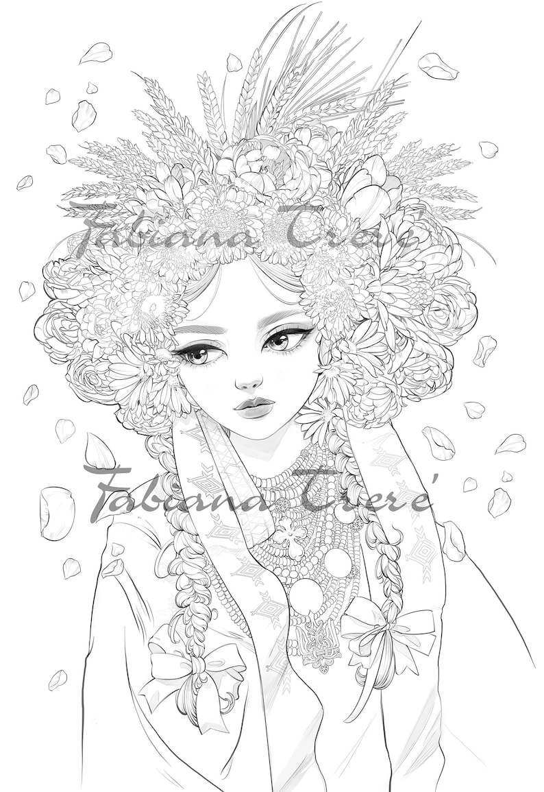 Digital Stamp Coloring Page Ukrainian Girl Adult Coloring - Etsy UK