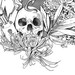 Macabre Girl, Coloring Page, Halloween, Skull Flowers, Line Art, Adult ...