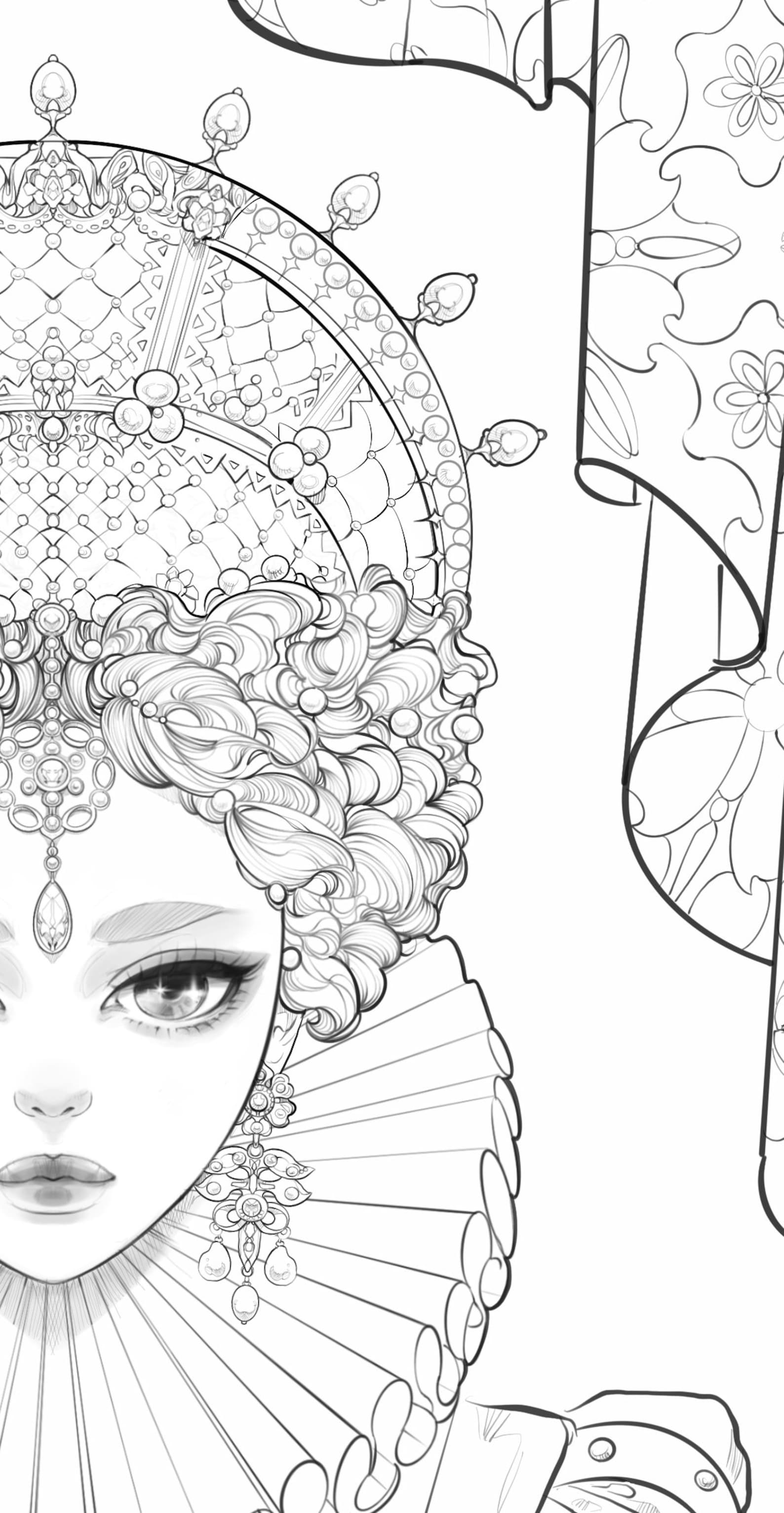 Digital Stamp elizabeth I Coloring Line Art Coloring Page | Etsy