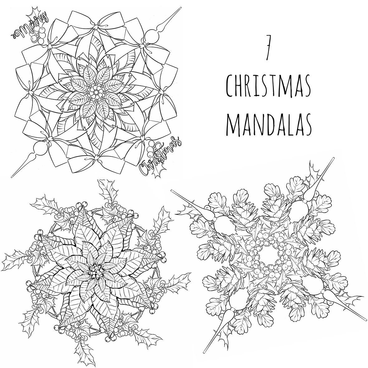 Mandalas Cristmas Coloring Book Set of 11 Coloring Pages 7 | Etsy
