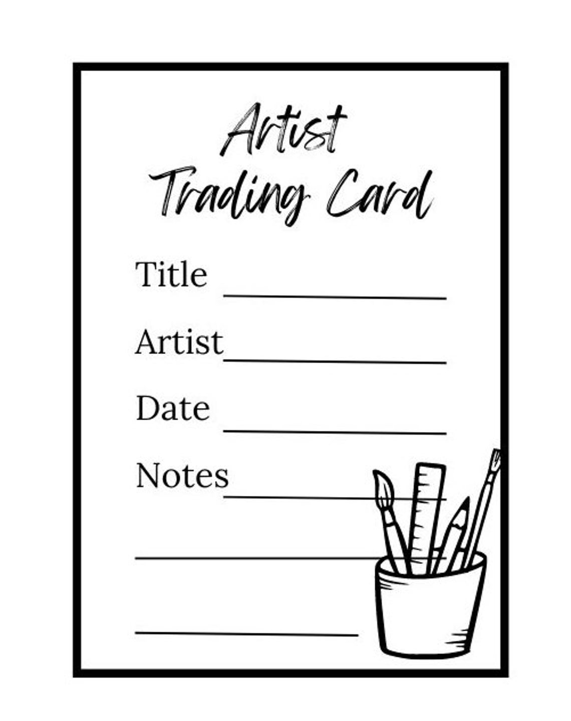 Artist Trading Cards ATC Back Information Sheet Digital Download - Etsy UK