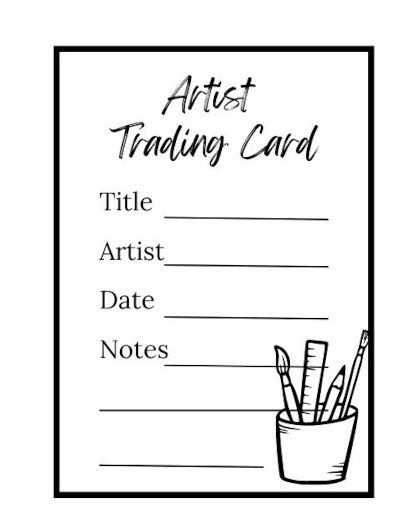 Artist Trading Cards ATC Back Information Sheet Digital Download - Etsy UK