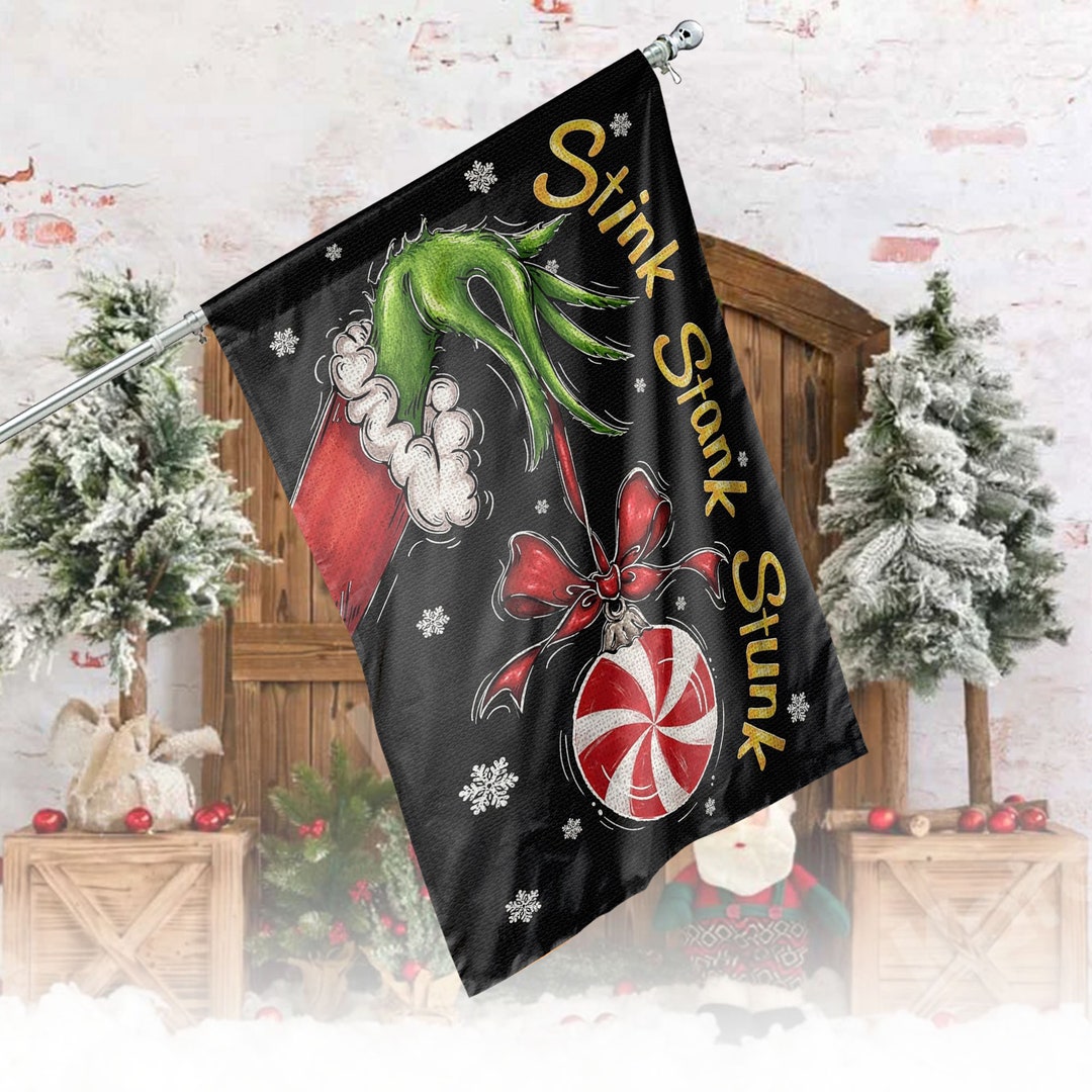 Grinch Garden Flag Grinch Christmas House Flag Christmas - Etsy