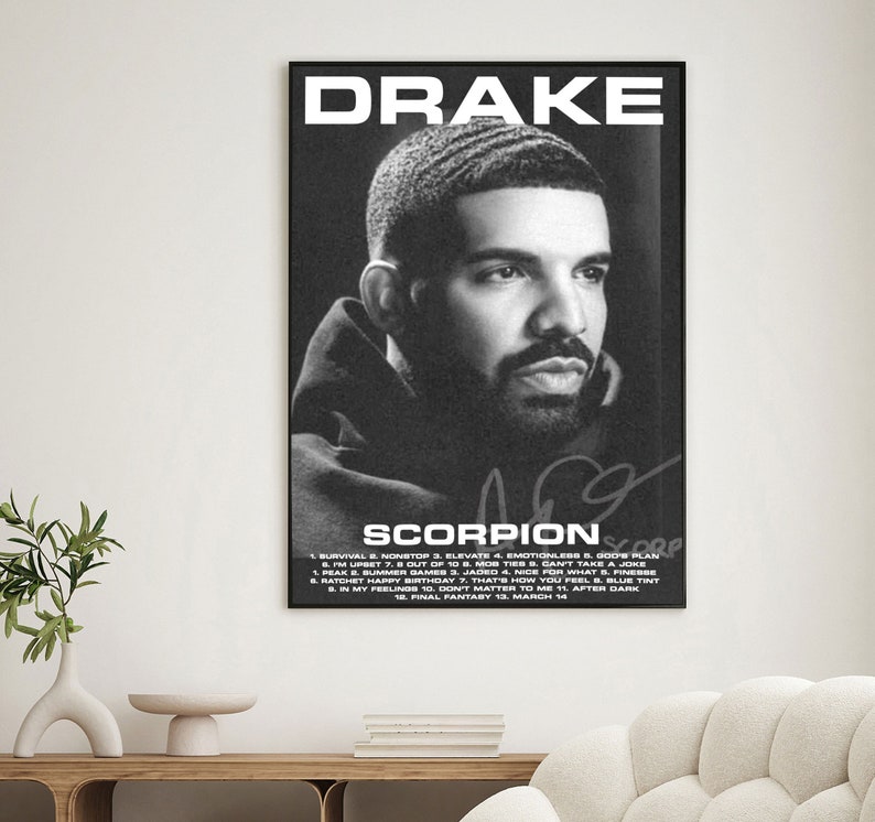 Drake Cover Poster, Drake Album Poster, Drake Print, Scorpion Album ...