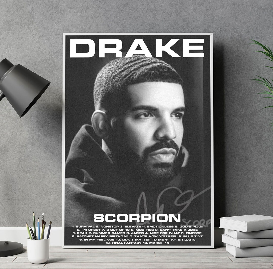 Drake Cover Poster, Drake Album Poster, Drake Print, Scorpion Album Poster, Tracklist Poster ...