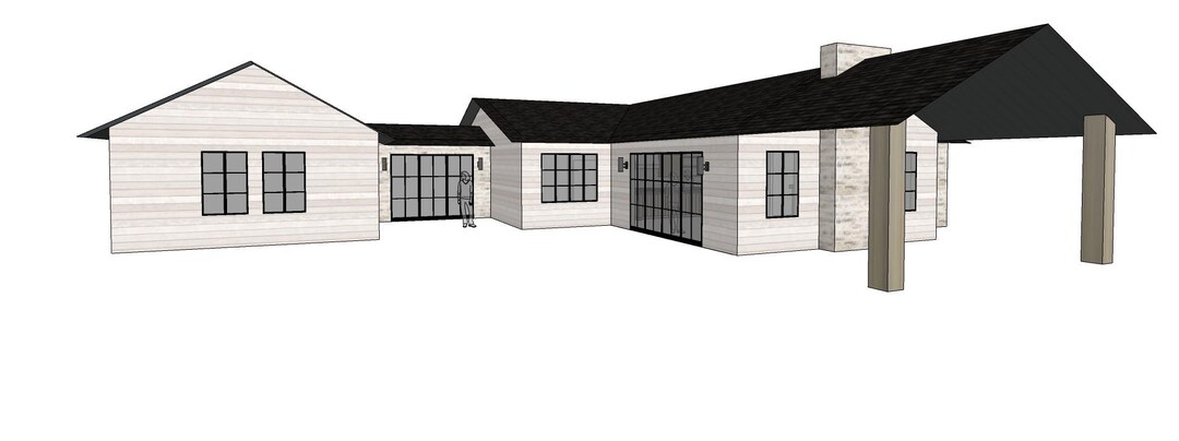 Modern Organic Rancher House Plan + 3D Sketchup Model Plus PDF Floor ...