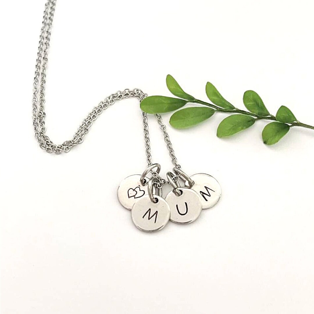 MUM Heart Necklace Choose Your Chain Length Mother's Day Gift Stainless ...