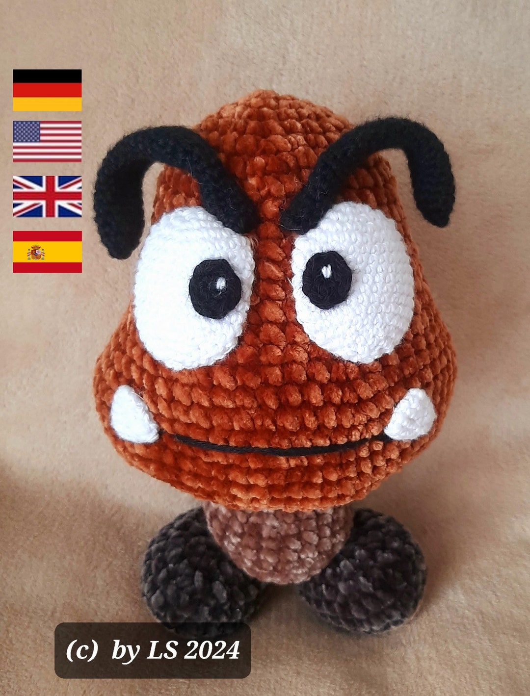 PDF Crochet Pattern Goomba Amigurumi English - German - Spanish - Etsy