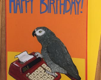 Birthday Card With Cute Parrots, Parrot Greeting Card, Parrot Card ...
