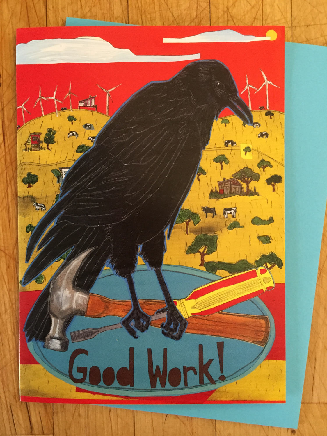 Good Work Crow Card | Etsy