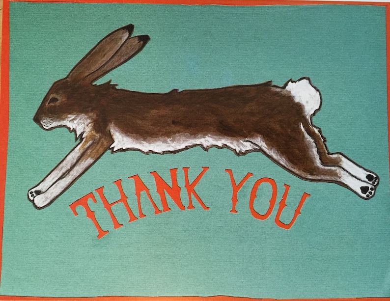 Thanks Rabbit Boxed Blank Thank You Note Cards - Etsy
