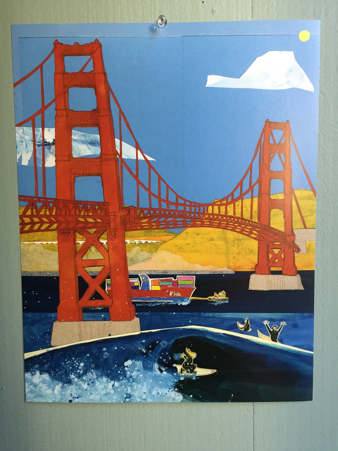 Golden Gate Bridge Art Print Lithograph! - Etsy