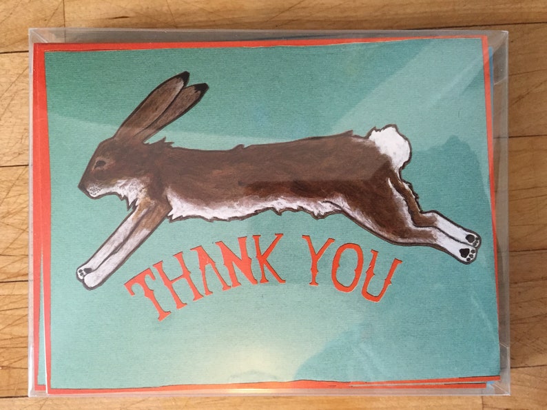 Thanks Rabbit Boxed Blank Thank You Note Cards - Etsy