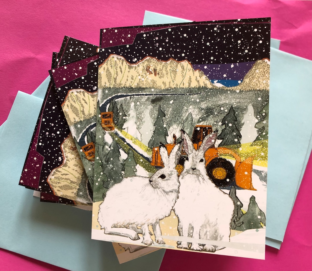 Snow Plow Rabbits Boxed Cards - Etsy