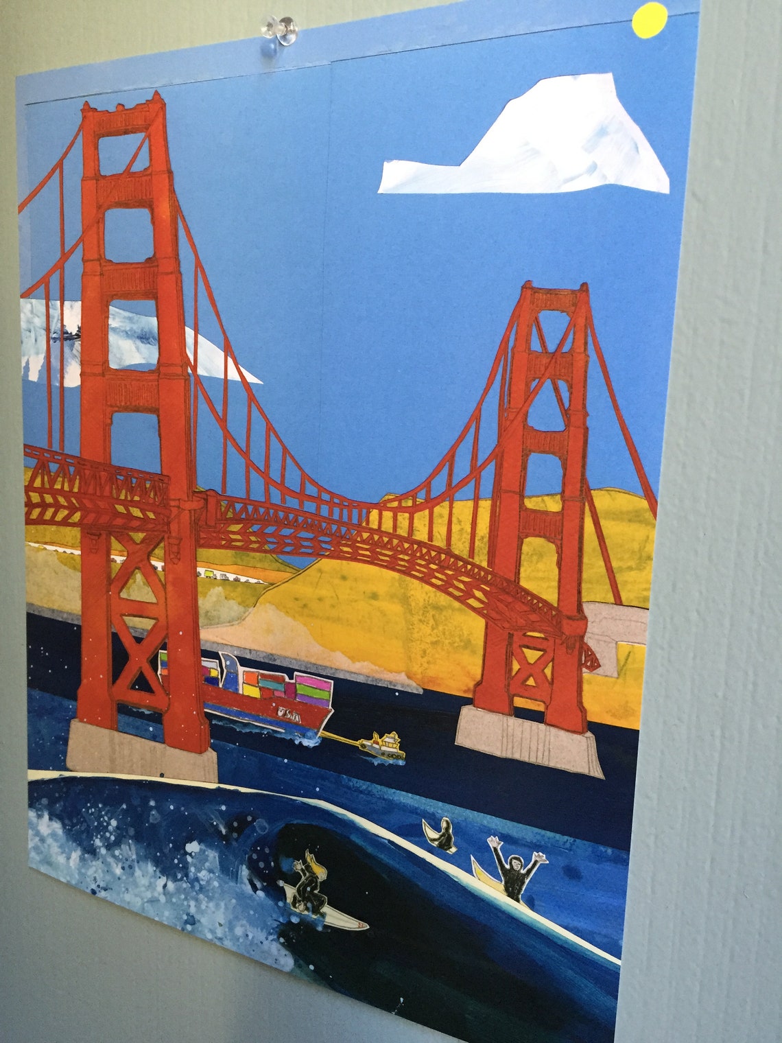 Golden Gate Bridge Art Print Lithograph | Etsy