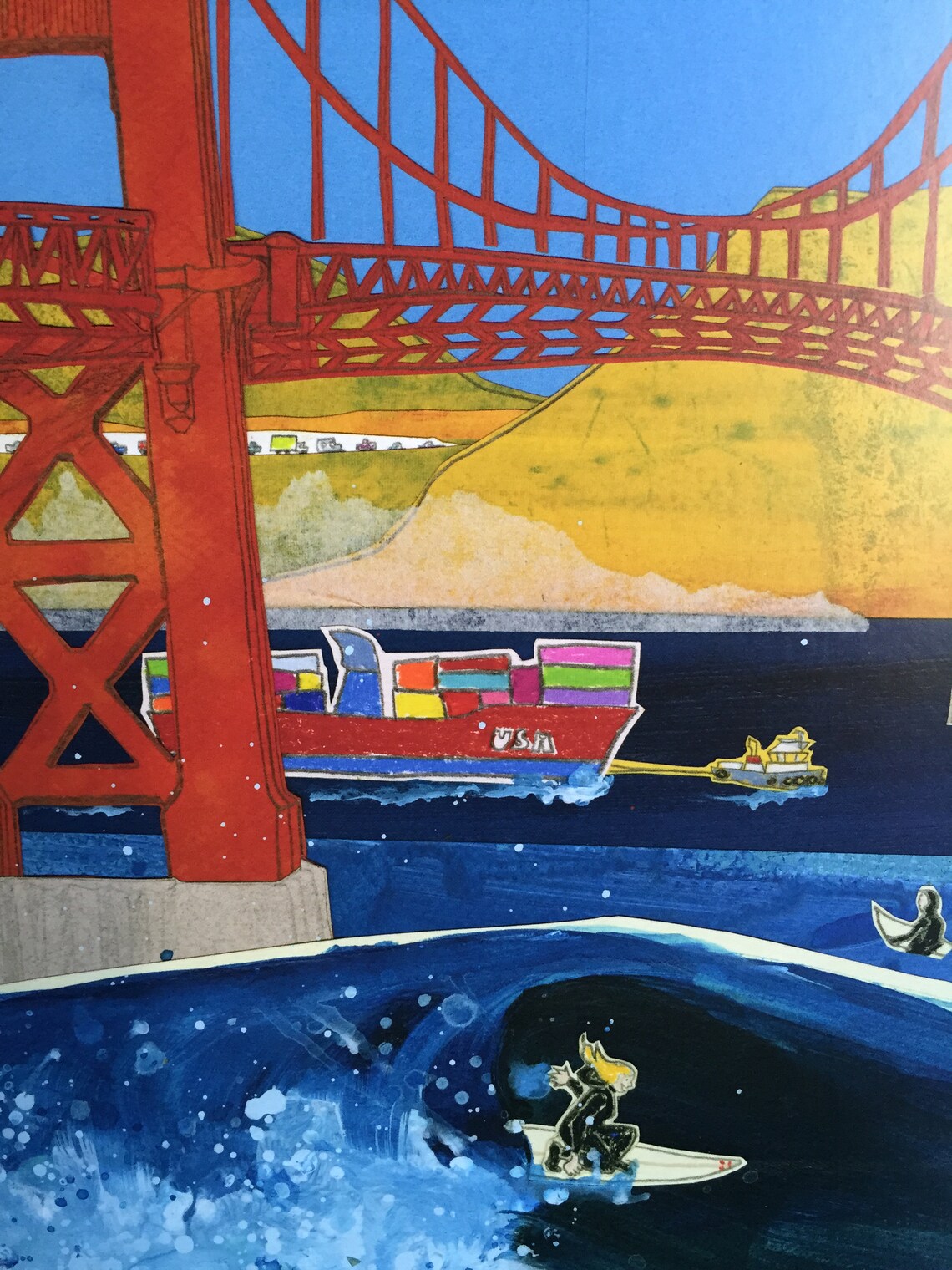 Golden Gate Bridge Art Print Lithograph! - Etsy