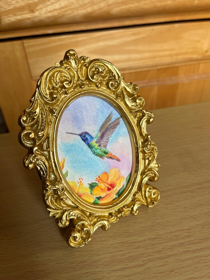 Colibri Et Hibiscus_original Oil Painting_peinture Originale_tableau - Etsy