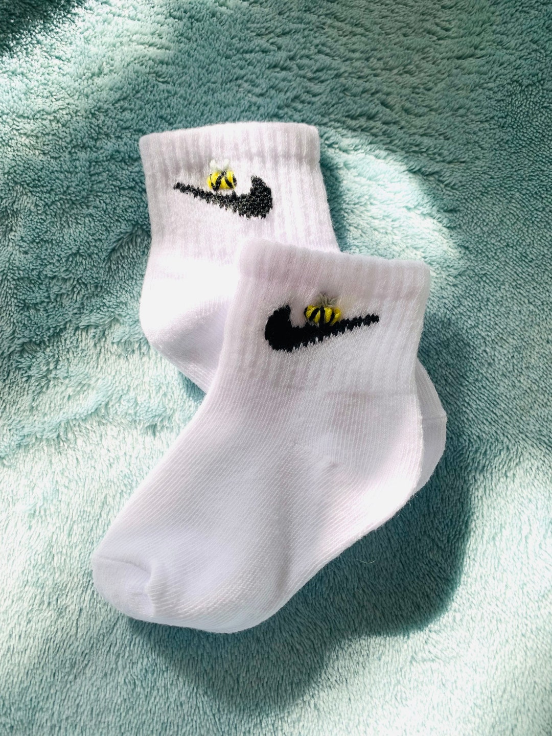 Nike Baby Socks, Bumble Bee Embroidery, Bee Nike Socks, Bee Embroidery ...