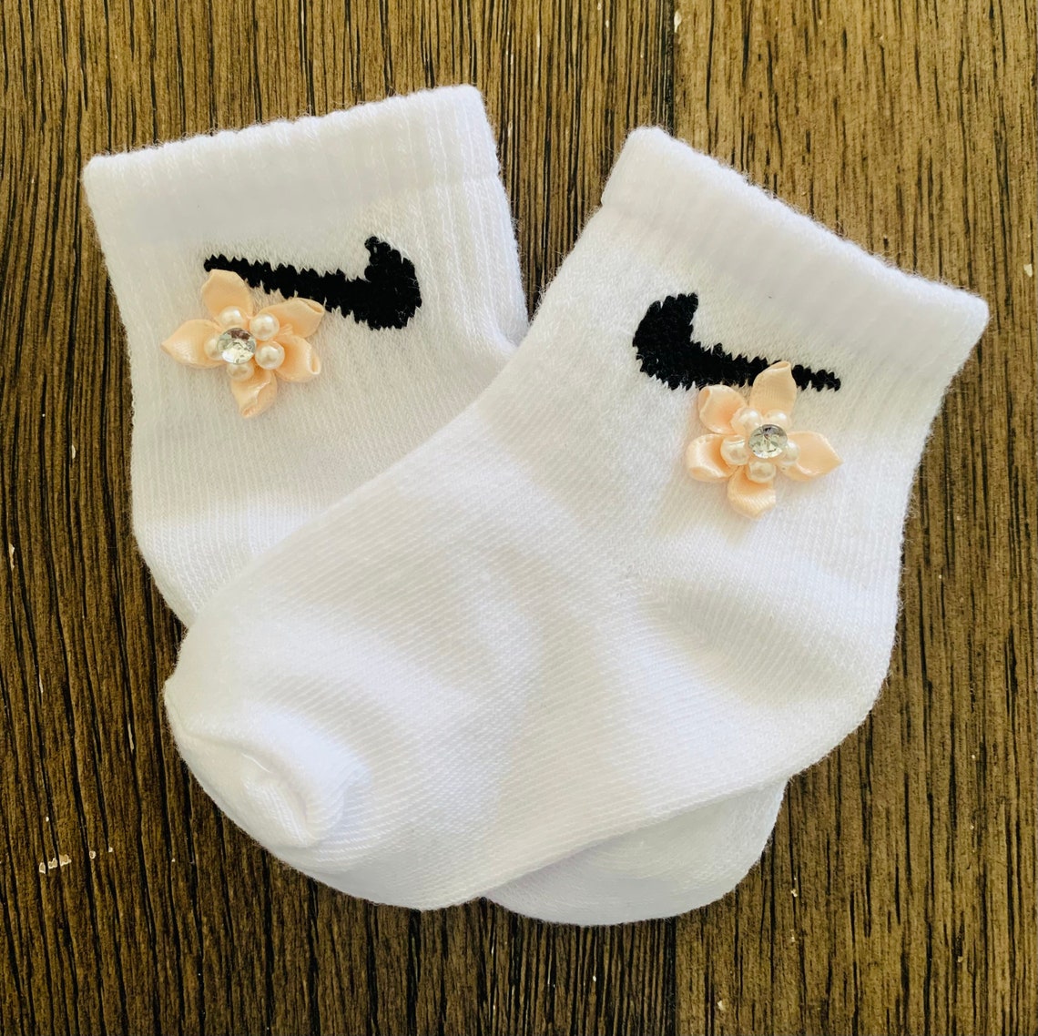 Nike Baby Ankle Socks With 3D Flower, Rhinestone Glam, 6-12 Months - Etsy