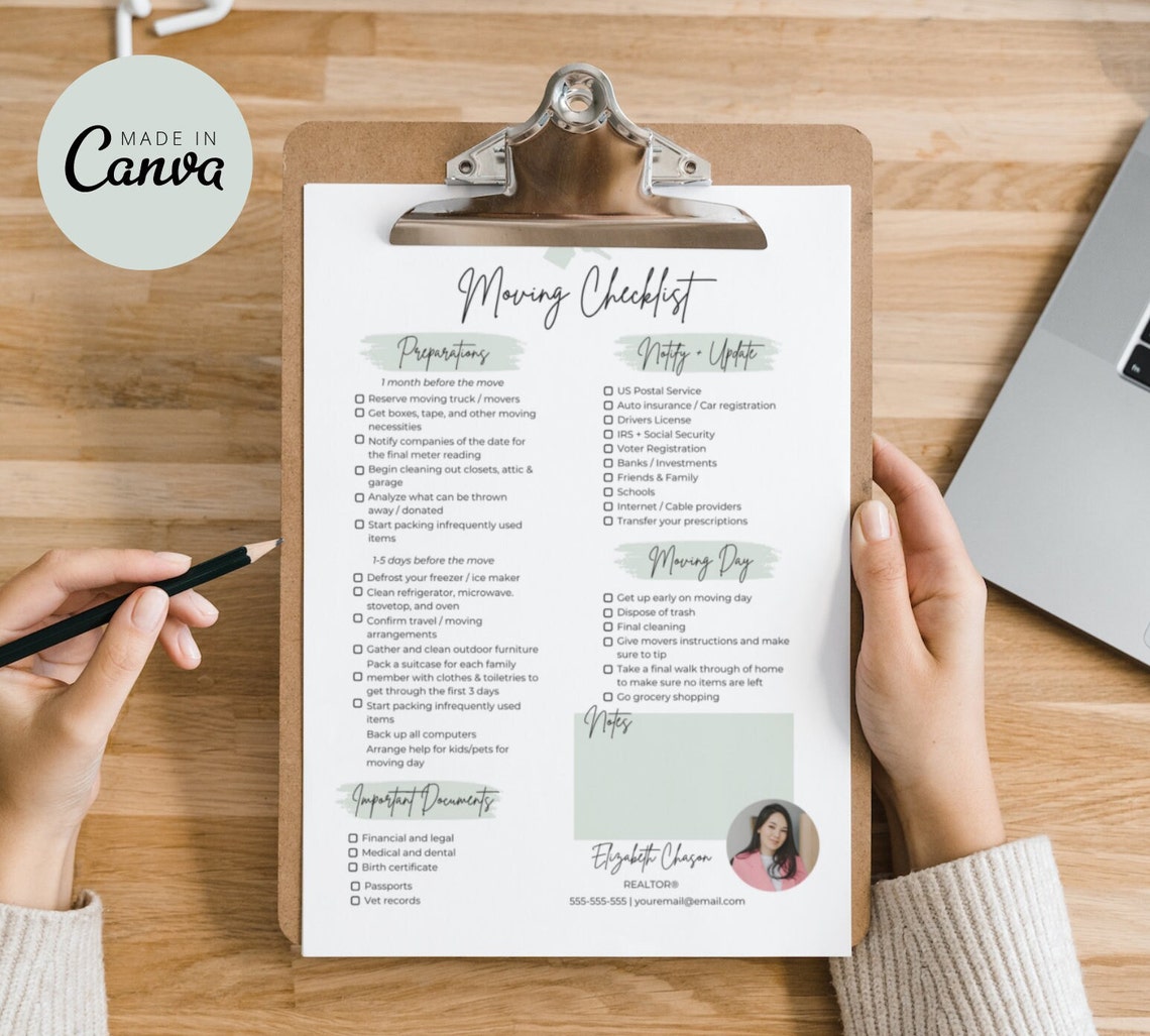 Real Estate Moving Checklist, House Moving Guide, Printable Real Estate ...