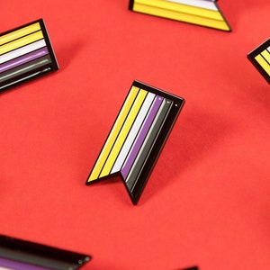 Non-binary Ribbon Pin — Subtle Pride Flag Small Mini Minimalist Enamel ...