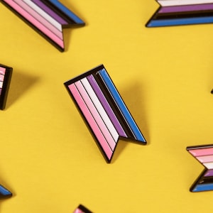Genderfluid Ribbon Pin — Nonbinary Genderflux Genderqueer Pride Badge ...