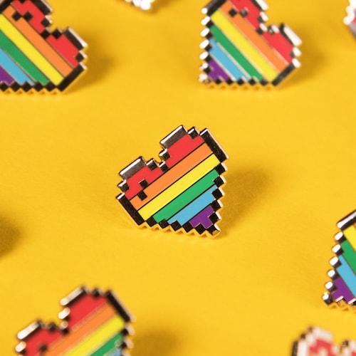 Queer Pride Flag Badge Queer Flag Pin Subtle Queer Pride - Etsy