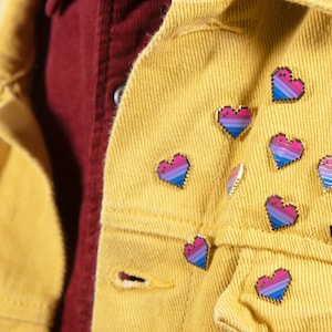 Bisexual Pixel Heart Pin — Subtle Bi Pride Flag Accessory Gift Queer ...