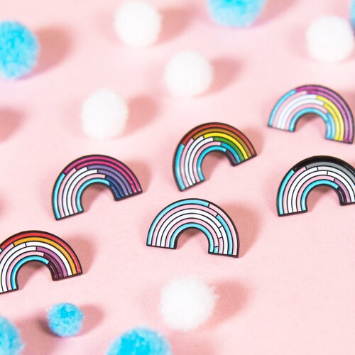 Trans Rainbow Pin variations Enby Badge Subtle Pride - Etsy