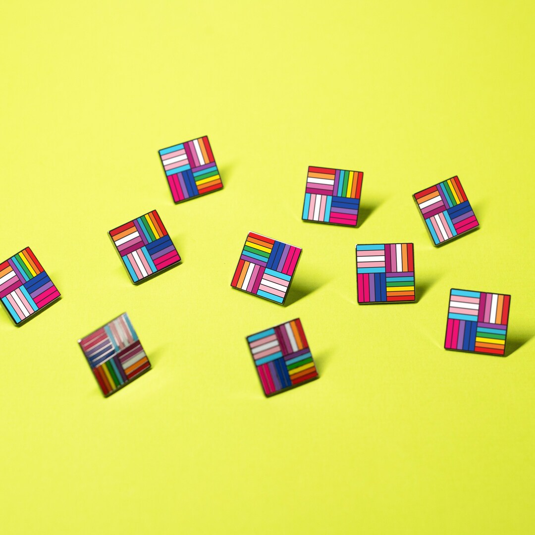LGBT Square Pin — Rainbow Pride Gay Bisexual Lesbian Transgender Trans ...