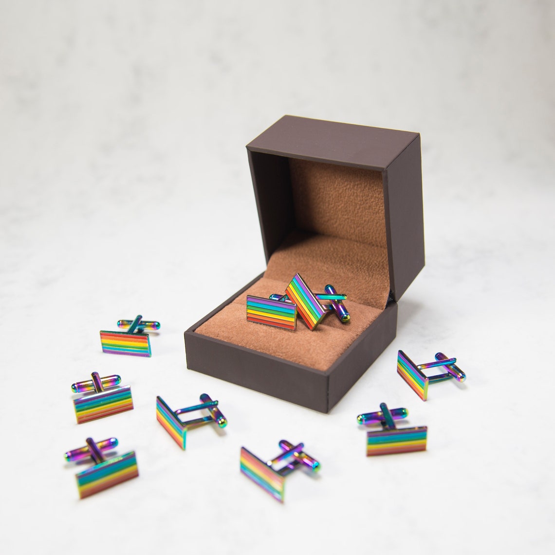 Iridescent Rainbow Pride Cufflinks — LGBT Gay Pride Wedding Gift Groom ...