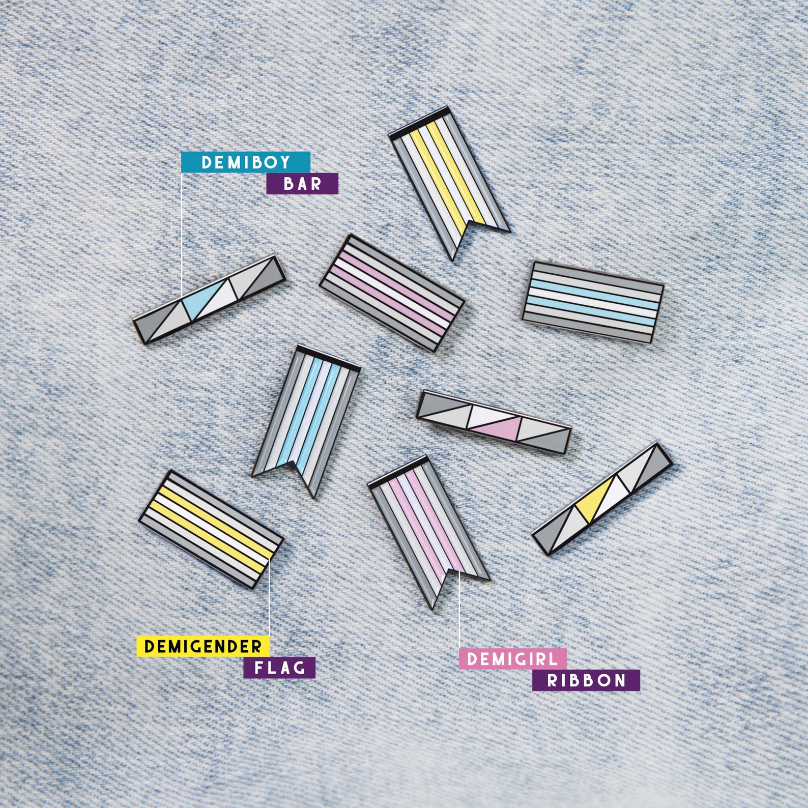 Demiboy Bar Pin — Gender Dysphoria Pride Badge LGBTQ Nonbinary Demigirl ...