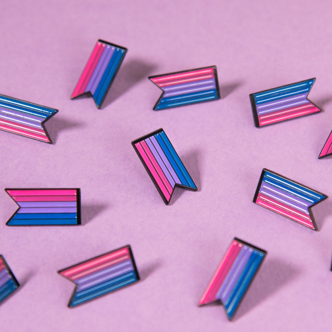 Bisexual Ribbon Pin — Minimalist Queer Pride Subtle Small Accessory ...